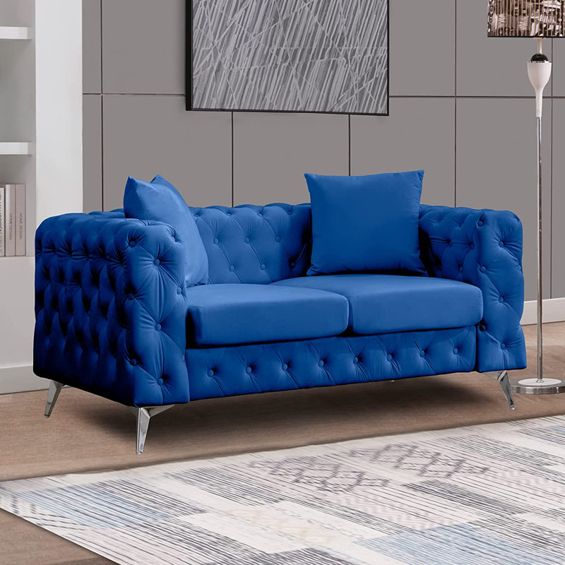 Everly Quinn 62.2 Velvet Square Arm Loveseat with Reversible Cushions Wayfair